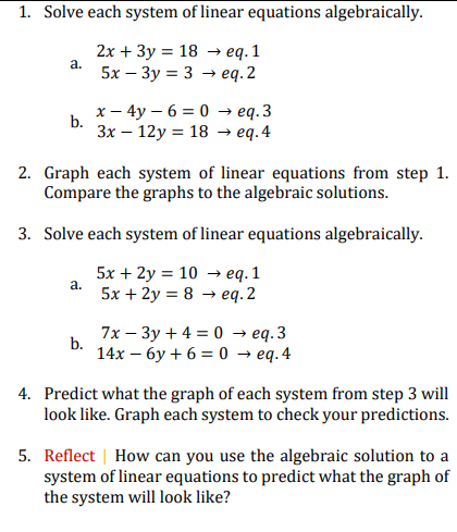 Solved 1. Solve each system of linear equations | Chegg.com