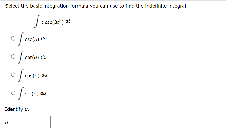 Solved Select the basic integration formula you can use to | Chegg.com
