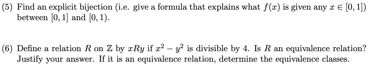 Solved 5 Find An Explicit Bijection Ie Give A Formula 