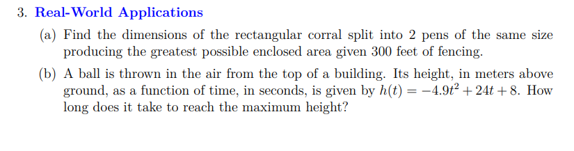 Real-World Applications(a) ﻿Find the dimensions of | Chegg.com