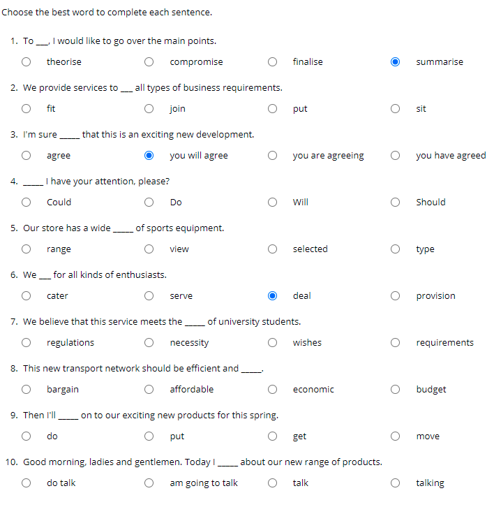 Solved Choose The Best Word To Complete Each Sentence 1 To Chegg
