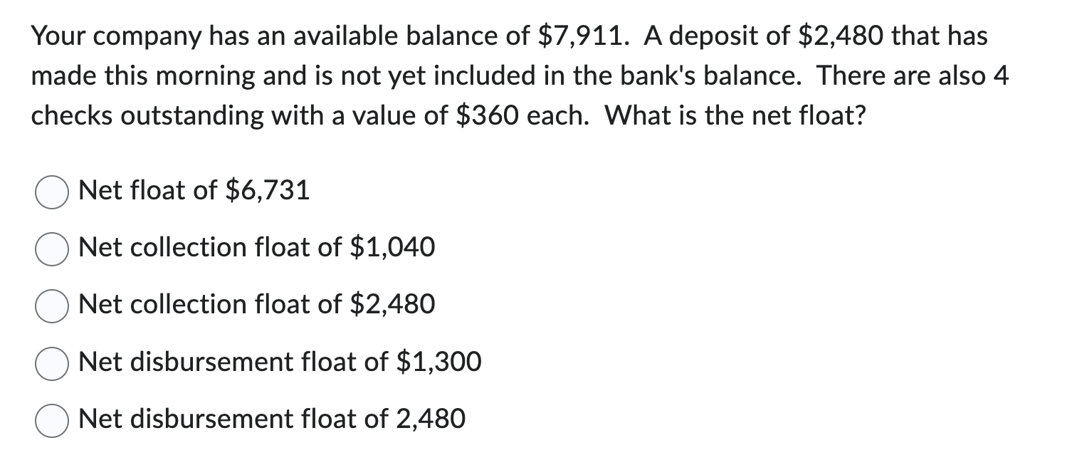 Solved Your company has an available balance of $7,911. A | Chegg.com