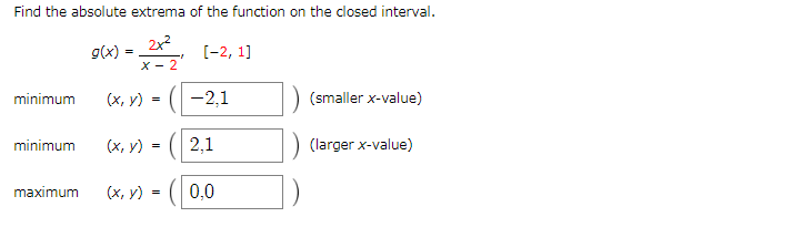 Solved Find the absolute extrema of the function on the | Chegg.com