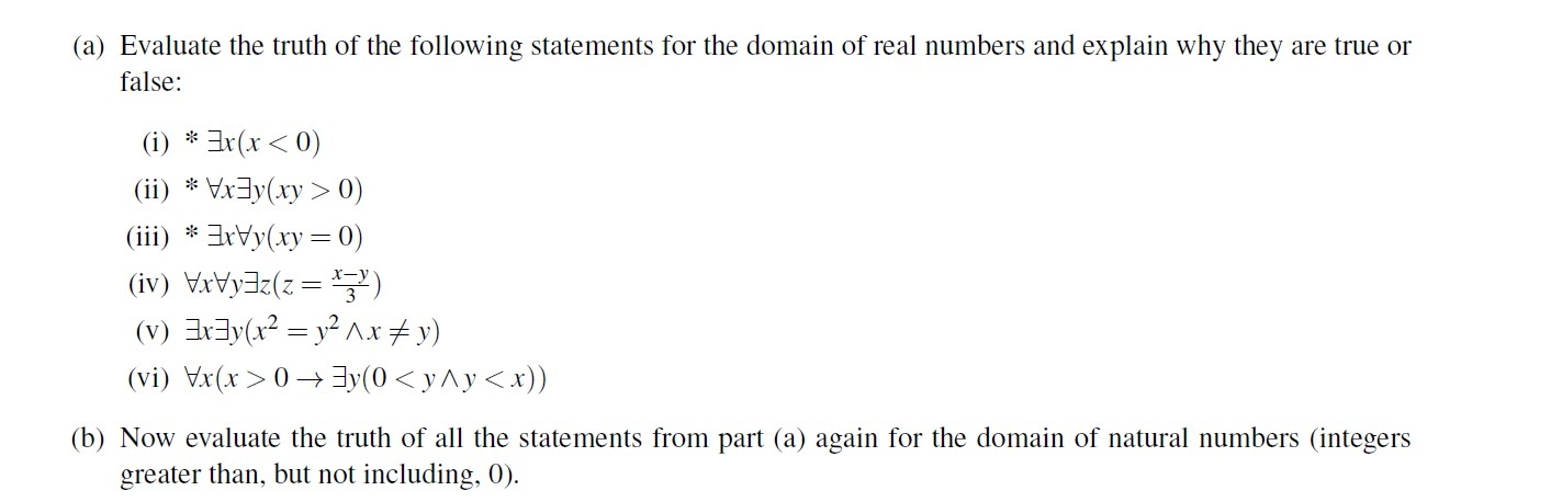 Solved (a) Evaluate the truth of the following statements | Chegg.com
