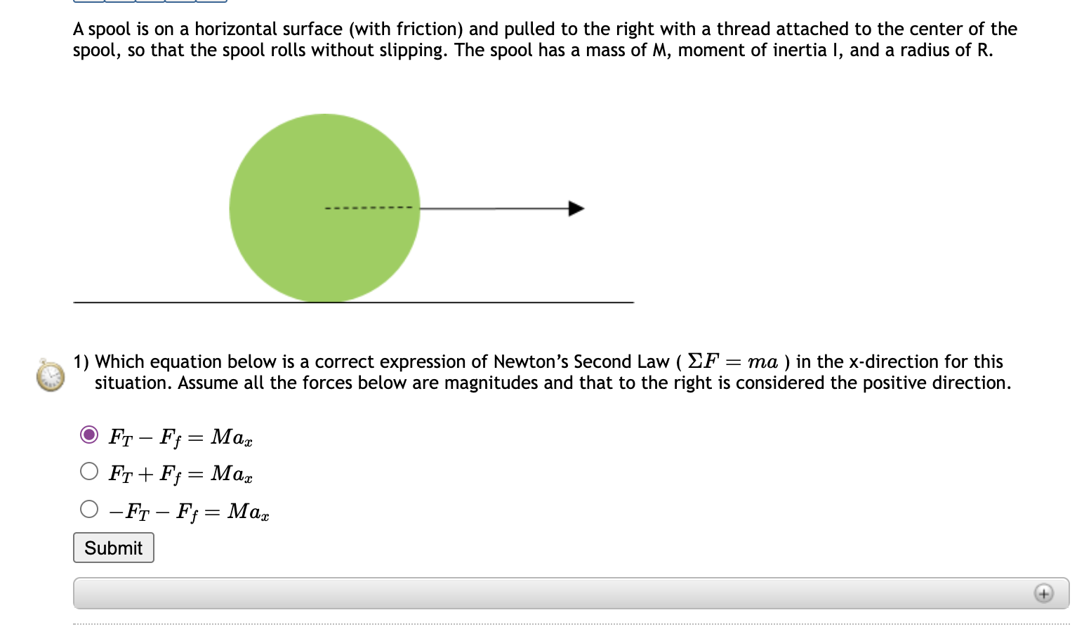 Solved A spool is on a horizontal surface (with friction) | Chegg.com