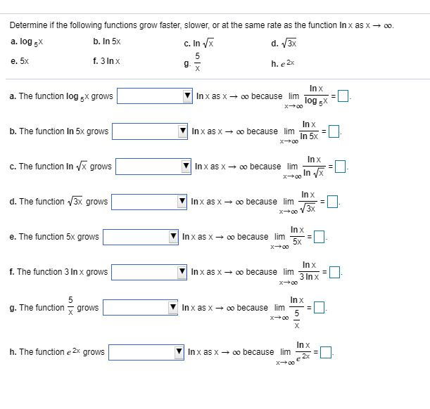 Solved Determine if the following functions grow faster, | Chegg.com