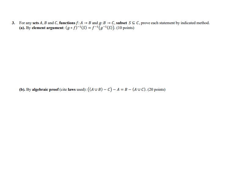 Solved For any sets A,B and C, functions f:A→B and g:B→C, | Chegg.com