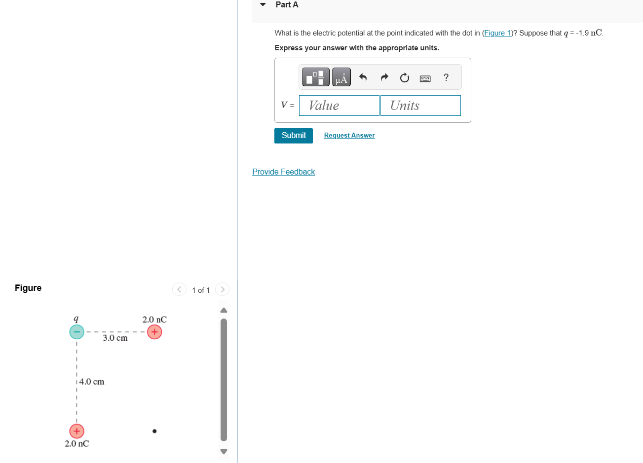 Solved Part AWhat is the electric potential at the point | Chegg.com