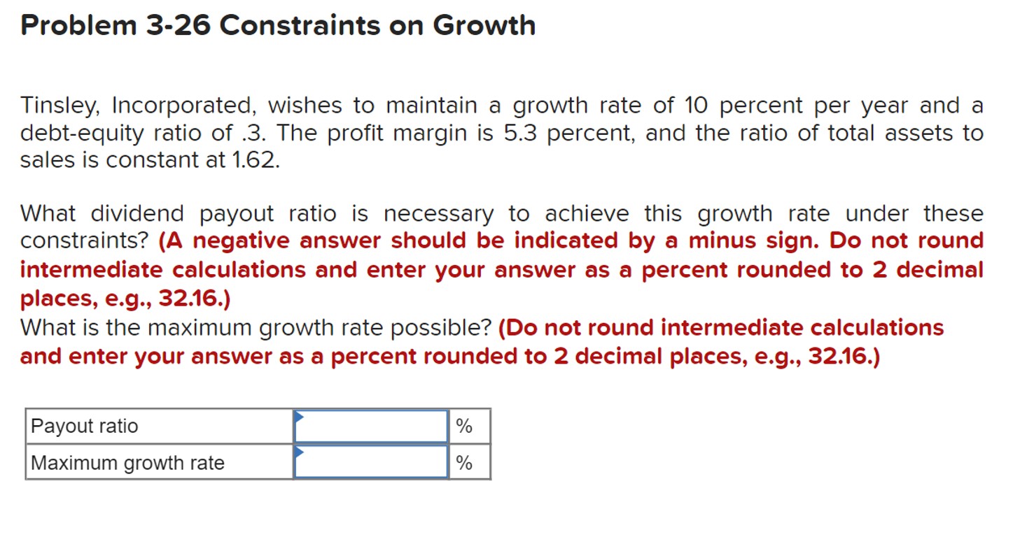 Solved Problem 3-26 ﻿Constraints on GrowthTinsley, | Chegg.com