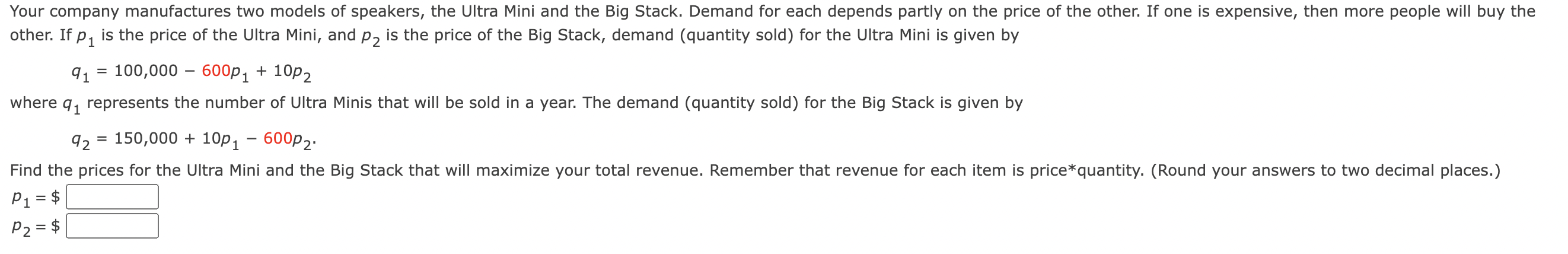 Solved Your company manufactures two models of speakers, the | Chegg.com
