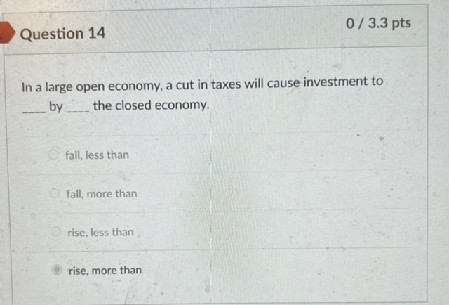 Solved In a large open economy, a cut in taxes will cause | Chegg.com