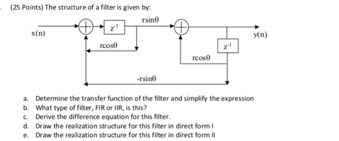 Solved (25 Points) The structure of a filter is given by: | Chegg.com
