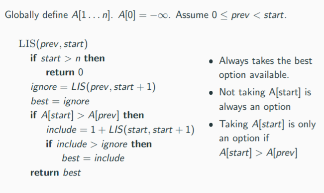 Solved QUESTION 1 Consider the algorithm LIS(prev,start) | Chegg.com