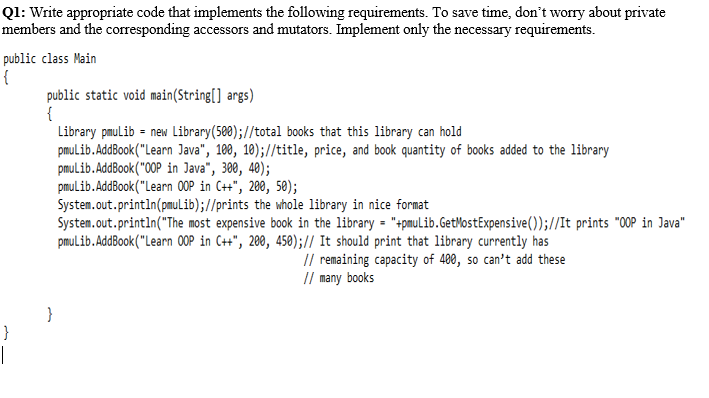 Solved Q1: Write appropriate code that implements the | Chegg.com