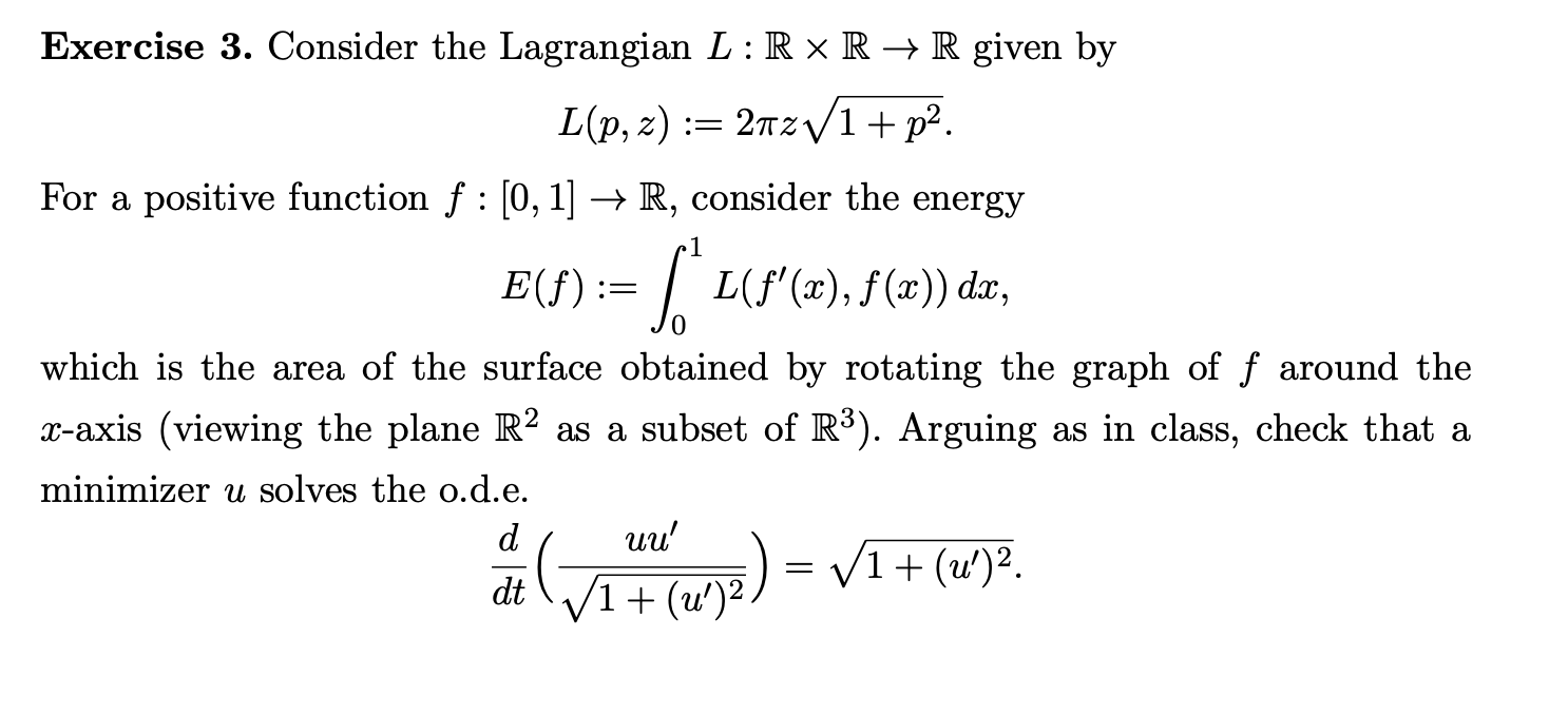 Exercise 3. Consider the Lagrangian L:R×R→R given by | Chegg.com
