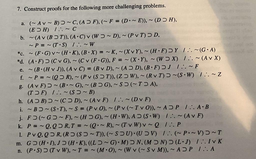 Solved 7. Construct proofs for the following more | Chegg.com