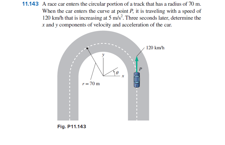11.143 A race car enters the circular portion of a | Chegg.com