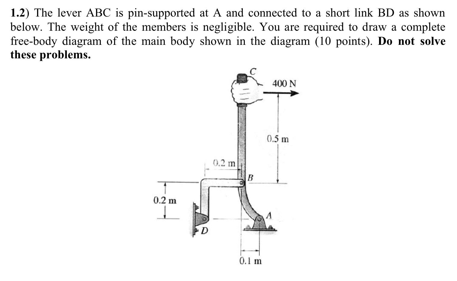 Solved 2.2 Draw the free body diagram of the member AB, | Chegg.com