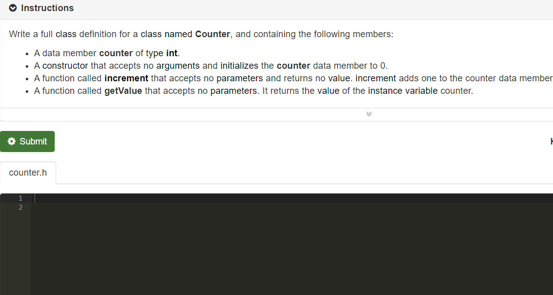 Solved Instructions Write a full class definition for a | Chegg.com