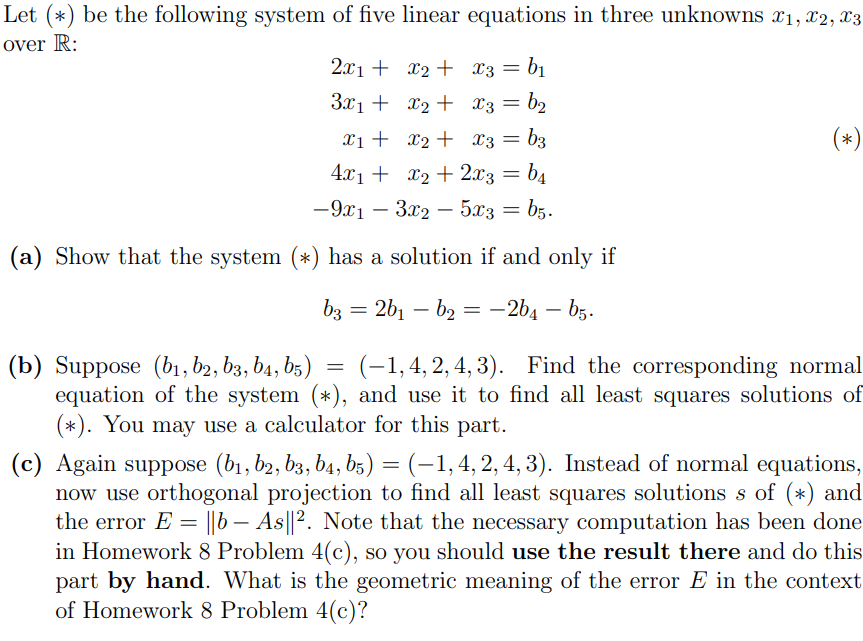 Solved Let (∗) be the following system of five linear | Chegg.com