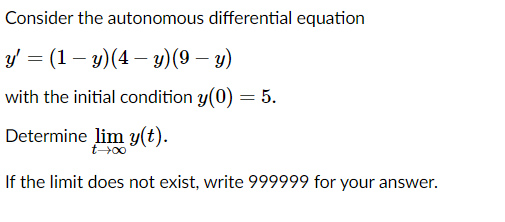 Solved Consider the autonomous differential equation y' = (1 | Chegg.com