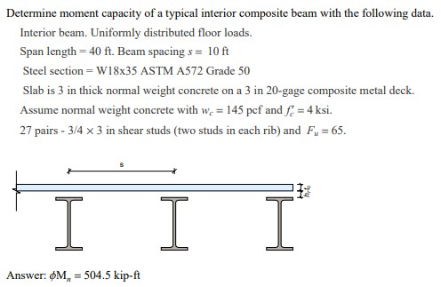 Determine moment capacity of a typical interior | Chegg.com