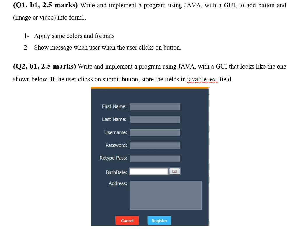 Solved (Q1, b1, 2.5 marks) Write and implement a program | Chegg.com