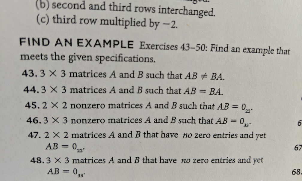 Solved (b) second and third rows interchanged. (c) third row | Chegg.com