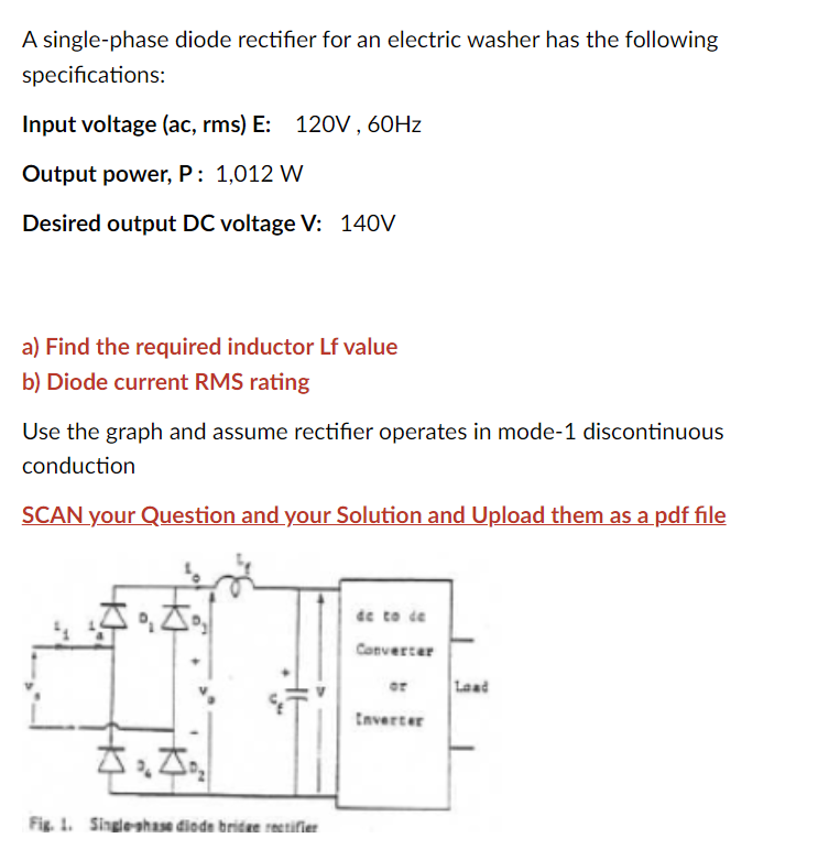Solved A single-phase diode rectifier for an electric washer | Chegg.com
