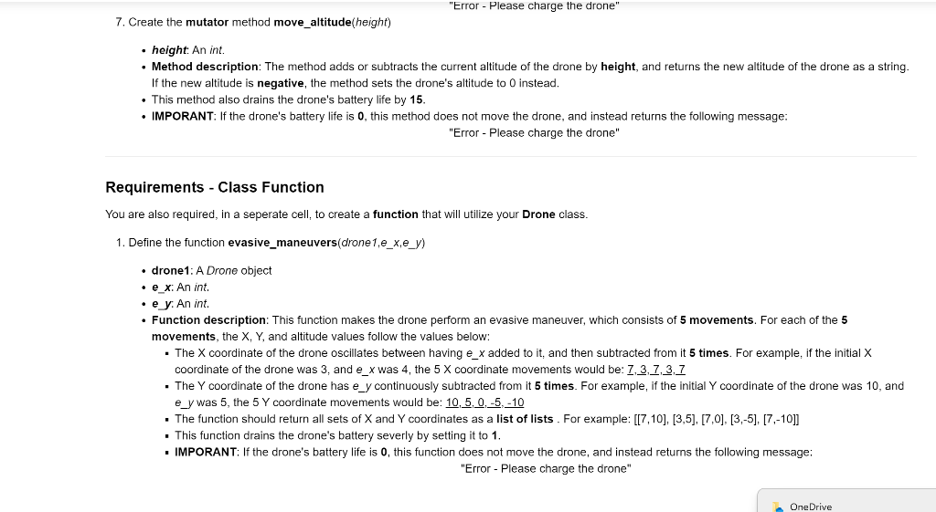 Solved Please complete the Drone Class and the function that | Chegg.com