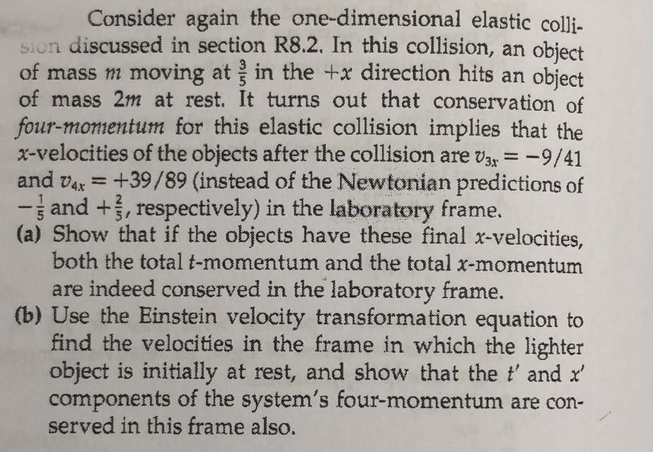 Solved Consider again the one-dimensional elastic colli- | Chegg.com
