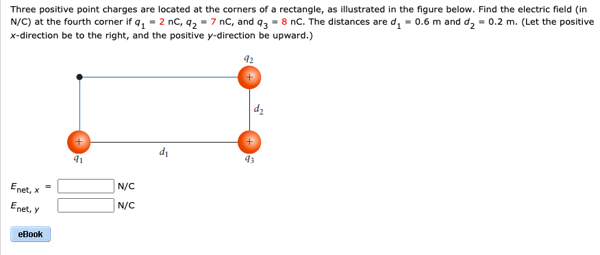 Solved Three positive point charges are located at the | Chegg.com