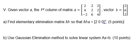 Solved V. Given vector \\( a \\), the \\( 1^{\\text {st }} | Chegg.com