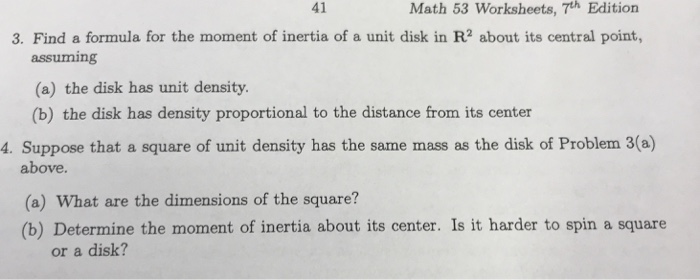 Solved Math 53 Worksheets, 7th Edition 40 19. Applications | Chegg.com