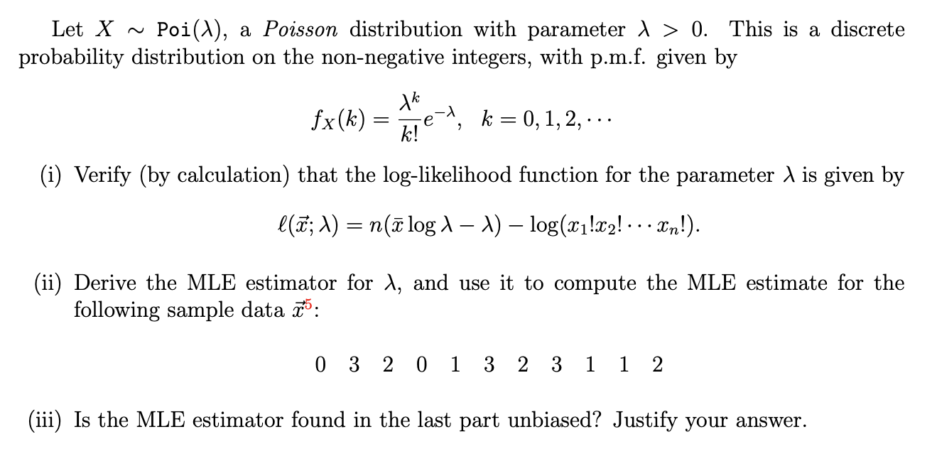 Solved Let X∼Poi(λ), a Poisson distribution with parameter | Chegg.com