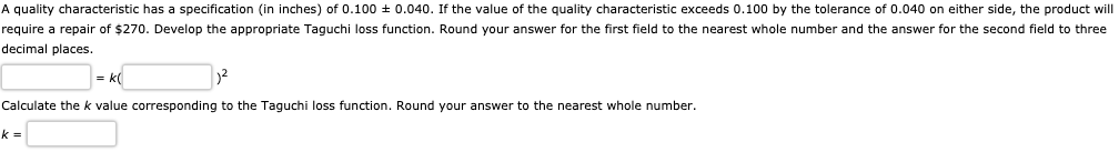 Solved A quality characteristic has a specification (in | Chegg.com