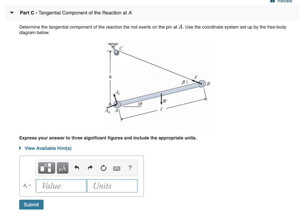 Solved I Review Part A - Angular Acceleration of the Rod | Chegg.com