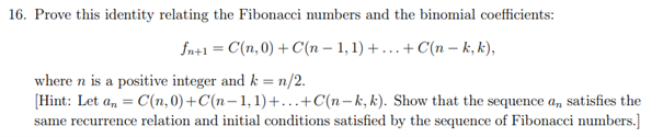 Prove this identity relating the Fibonacci numbers | Chegg.com