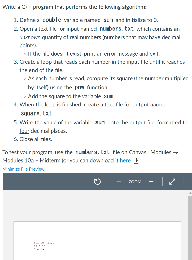 Solved C++ programming list the number that your program | Chegg.com