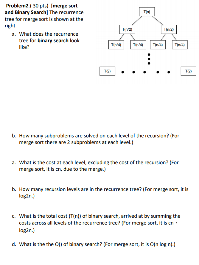Solved Tn Problem2 30 Pts Merge Sort And Binary