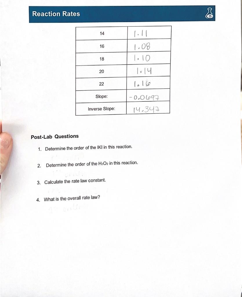 Solved Reaction Rates 00 EXPERIMENT 1: CALCULATING RATE OF | Chegg.com