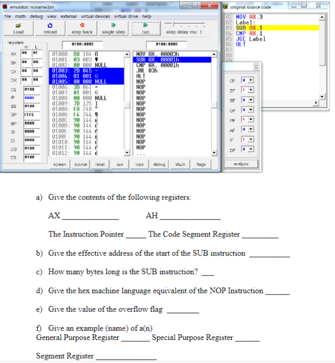 a) Give the contents of the following registers: AX | Chegg.com