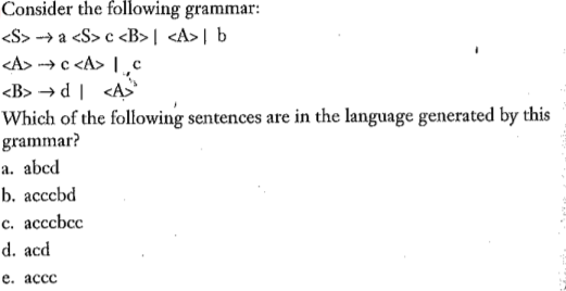 Solved Consider the following grammar: -+ a c | | Chegg.com