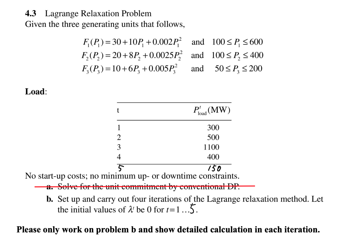 Solved 4.3 Lagrange Relaxation Problem Given the three | Chegg.com