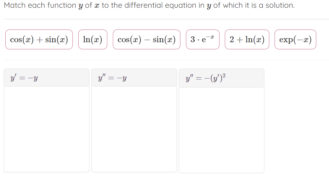 Solved Match each function y of x to the differential | Chegg.com