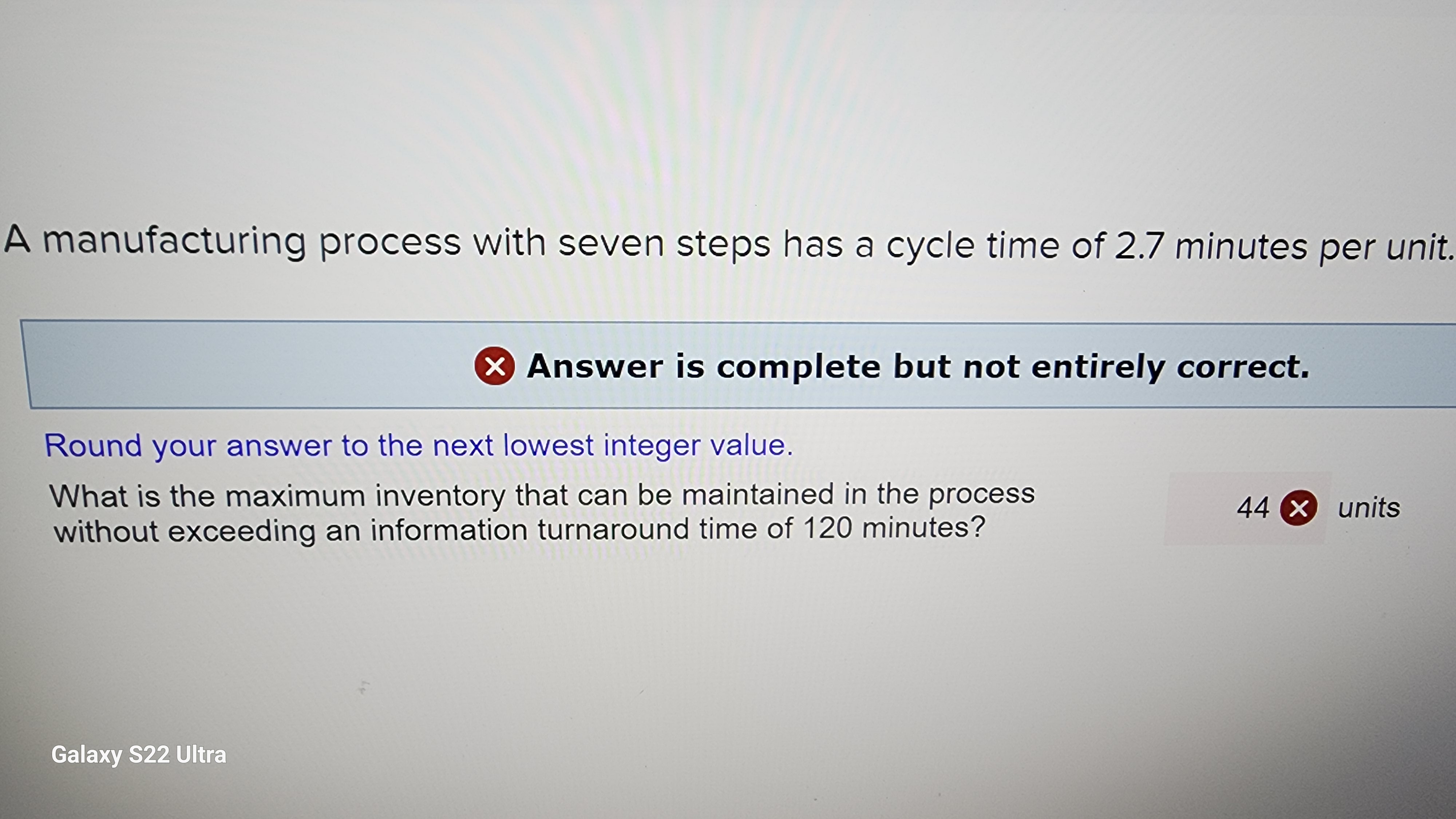Solved manufacturing process with seven steps has a cycle | Chegg.com