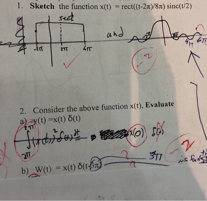 Solved 1 Sketch The Function Xt Rectt 2d8π Sinct2 