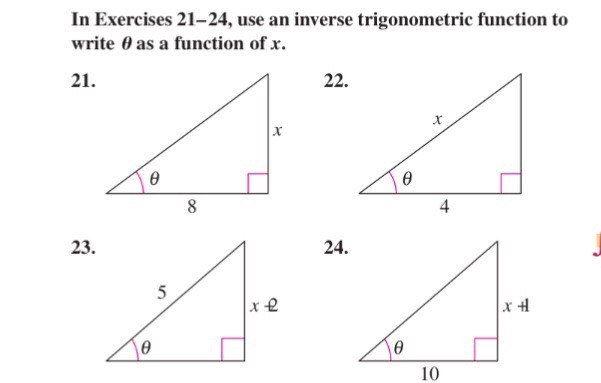 Solved Use an inverse trigonometric function to write theta | Chegg.com