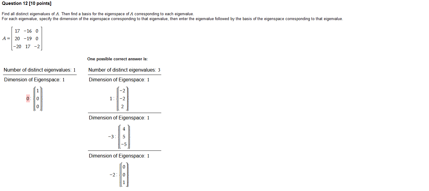 Solved Find all distinct eigenvalues of A. Then find a basis | Chegg.com