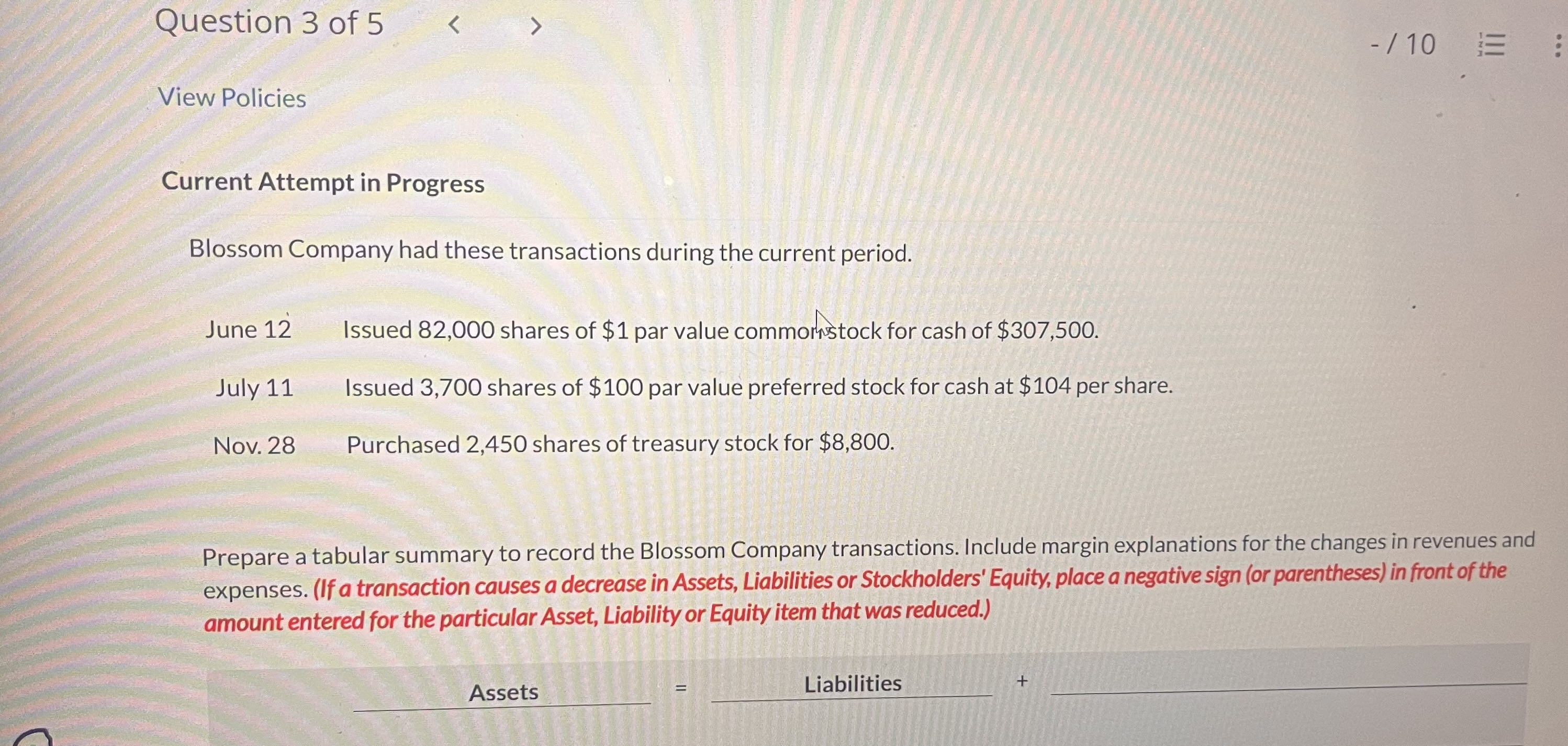 Solved Current Attempt in Progress Blossom Company had these | Chegg.com